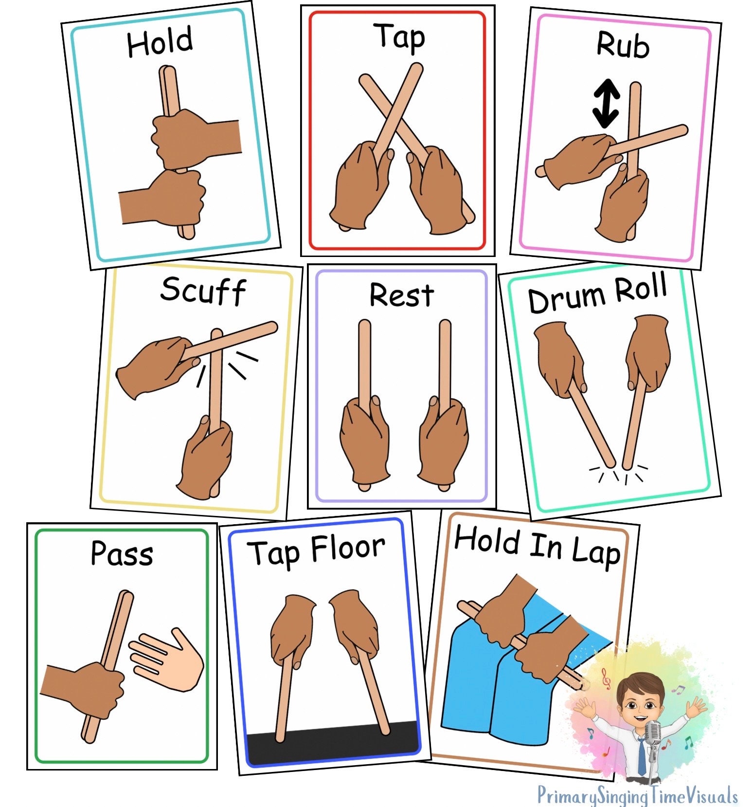 Rhythm Stick Visual for Primary Singing Time Activity Easy Singing Time ...