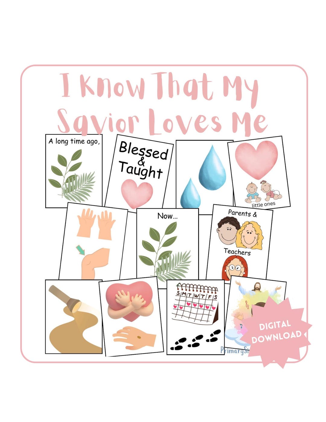 I Know That My Savior Loves Me Flip Chart for Primary Singing Time Visual Aid Printable for ...