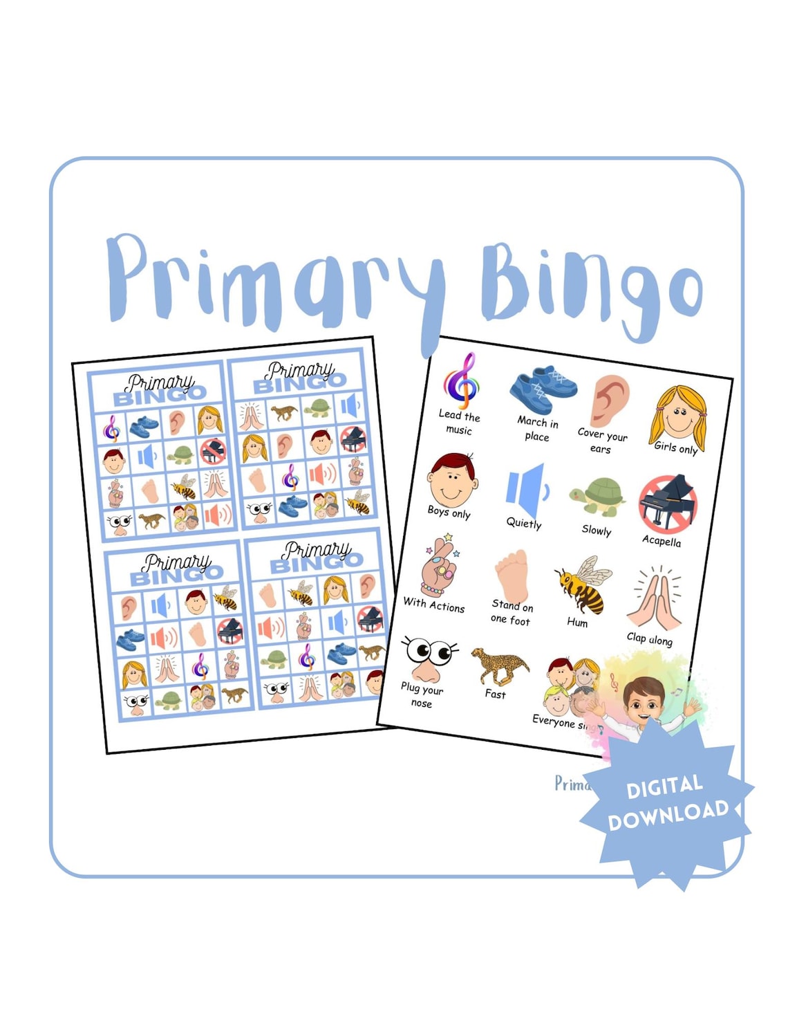 Primary Singing Time Game Bingo Easy Singing Time Activity Idea Fun ...