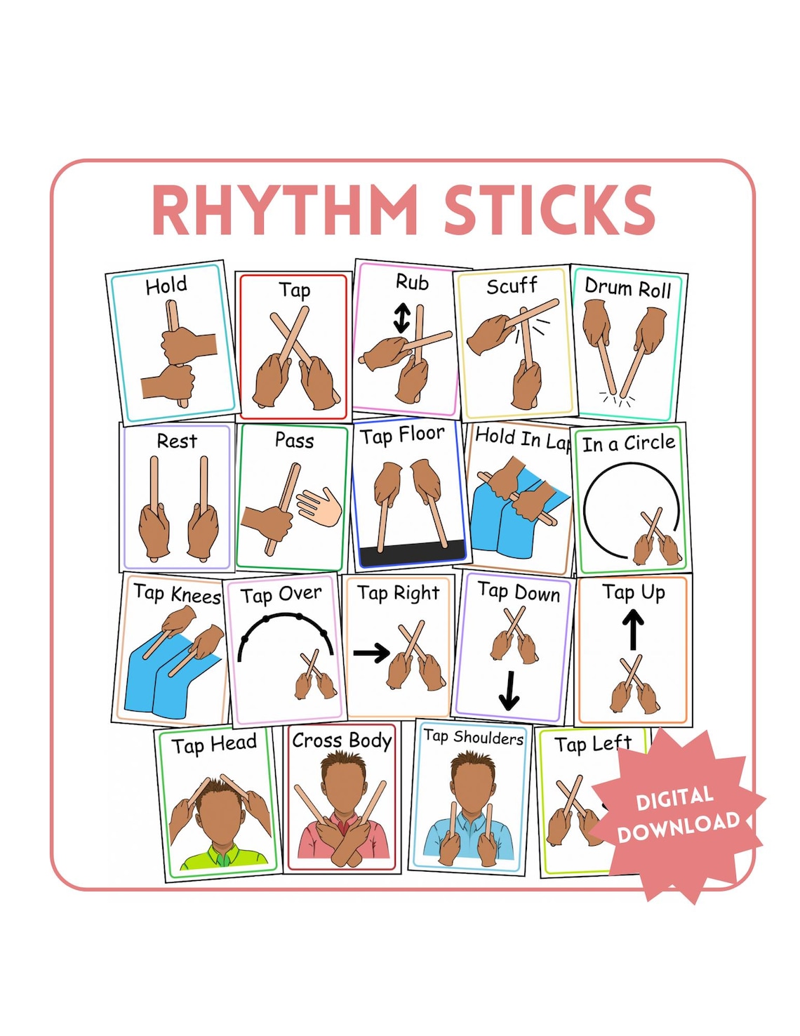 Rhythm Stick Visual for Primary Singing Time Activity Easy Singing Time ...