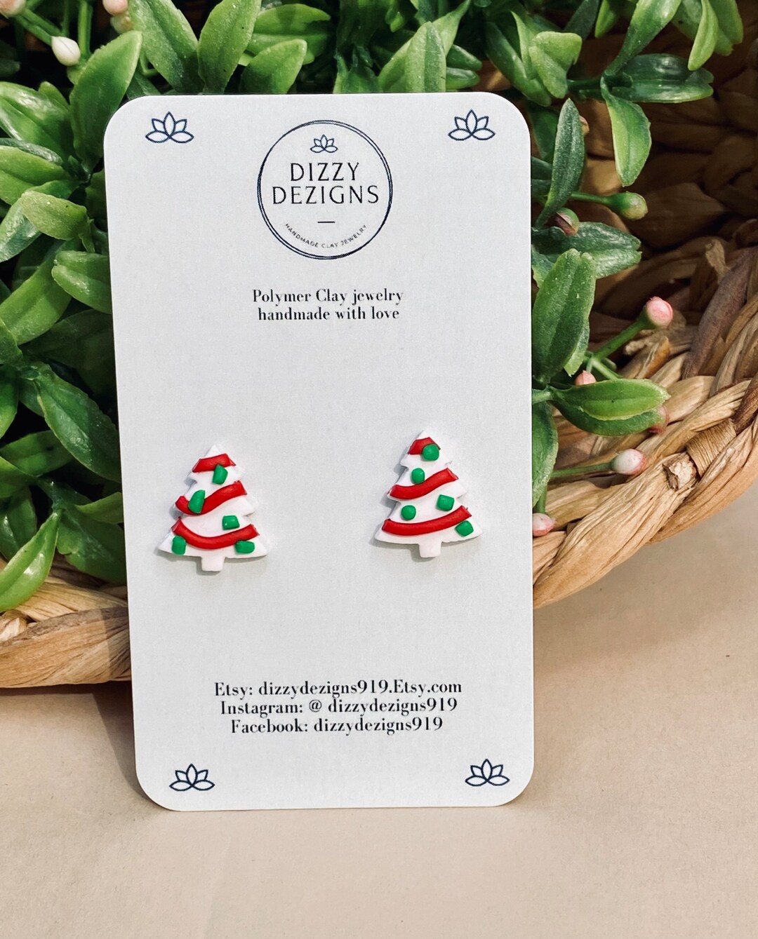 Little Debbie Christmas Tree Studs Polymer Clay Hypoallergenic Winter Collection - Etsy