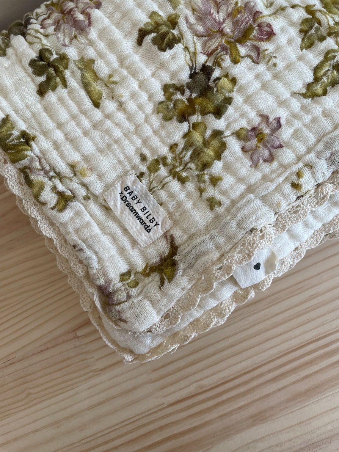 Meadow | Lace Cot Blanket | 9 Layer Cotton Gauze Blanket - Etsy