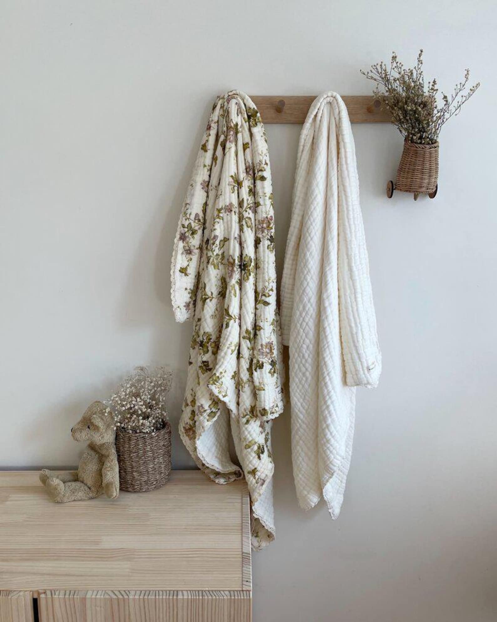 Meadow | Lace Cot Blanket | 9 Layer Cotton Gauze Blanket - Etsy