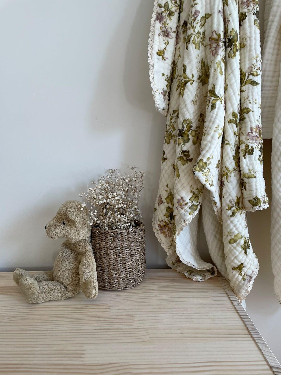 Meadow | Lace Cot Blanket | 9 Layer Cotton Gauze Blanket - Etsy