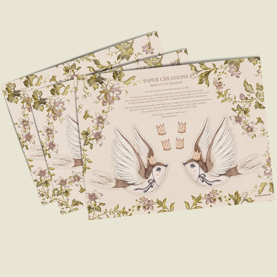 Paper Creations | Crowned Birds in the Meadow | Paper Cut Outs | Craft ...