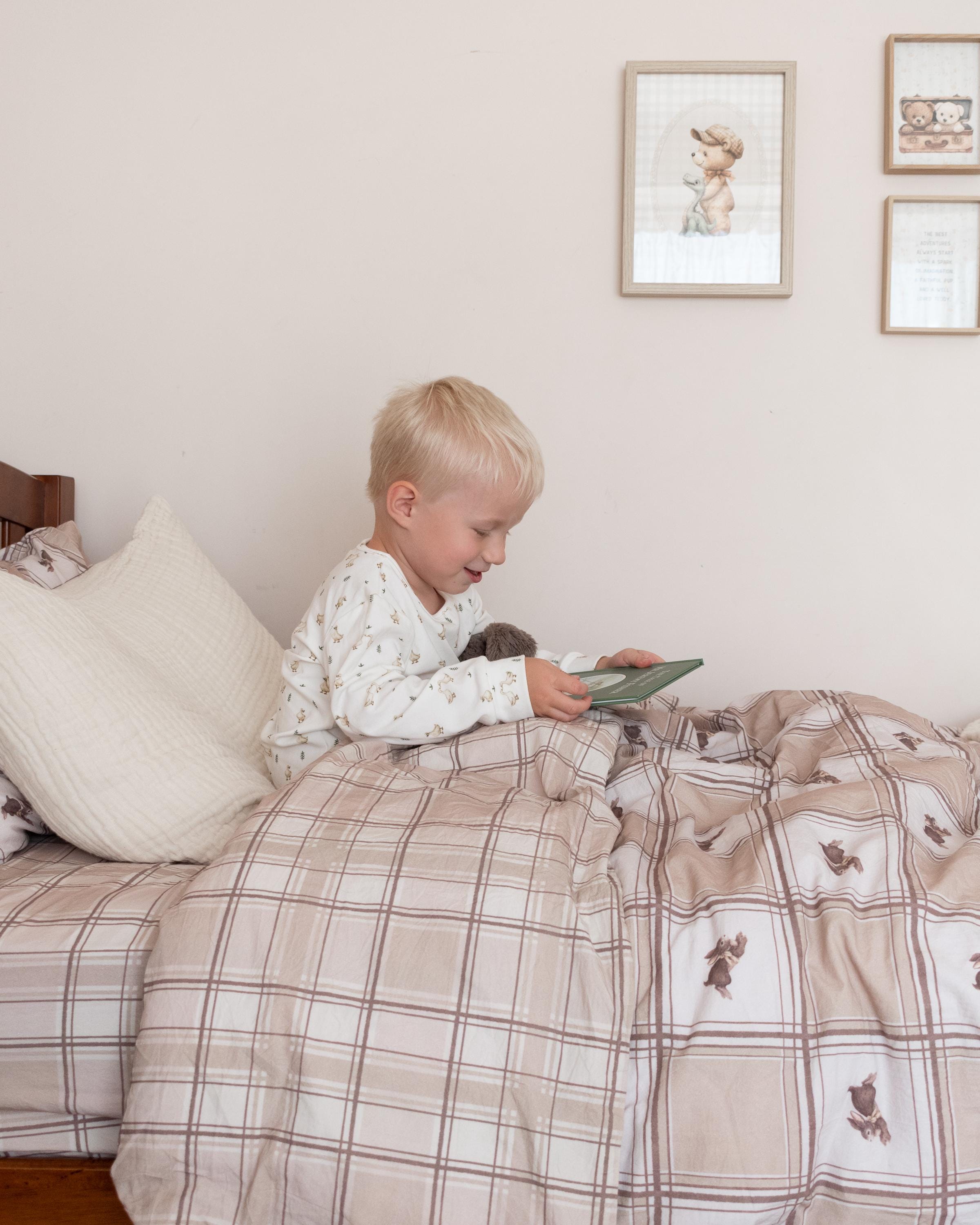 Burrow & Cottage Check Duvet | Plain Checkered and Jumping Bunny ...