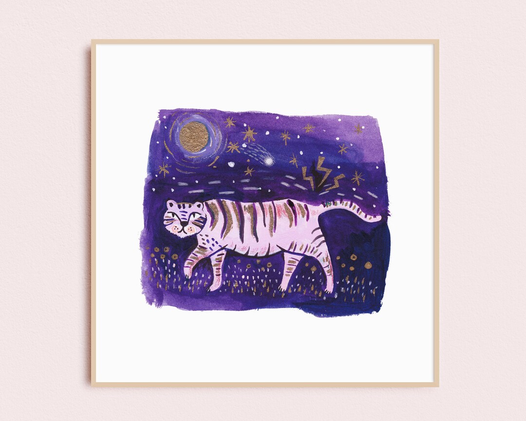 Watercolor Tiger Art Print: Gold Embellished Giclée - Etsy