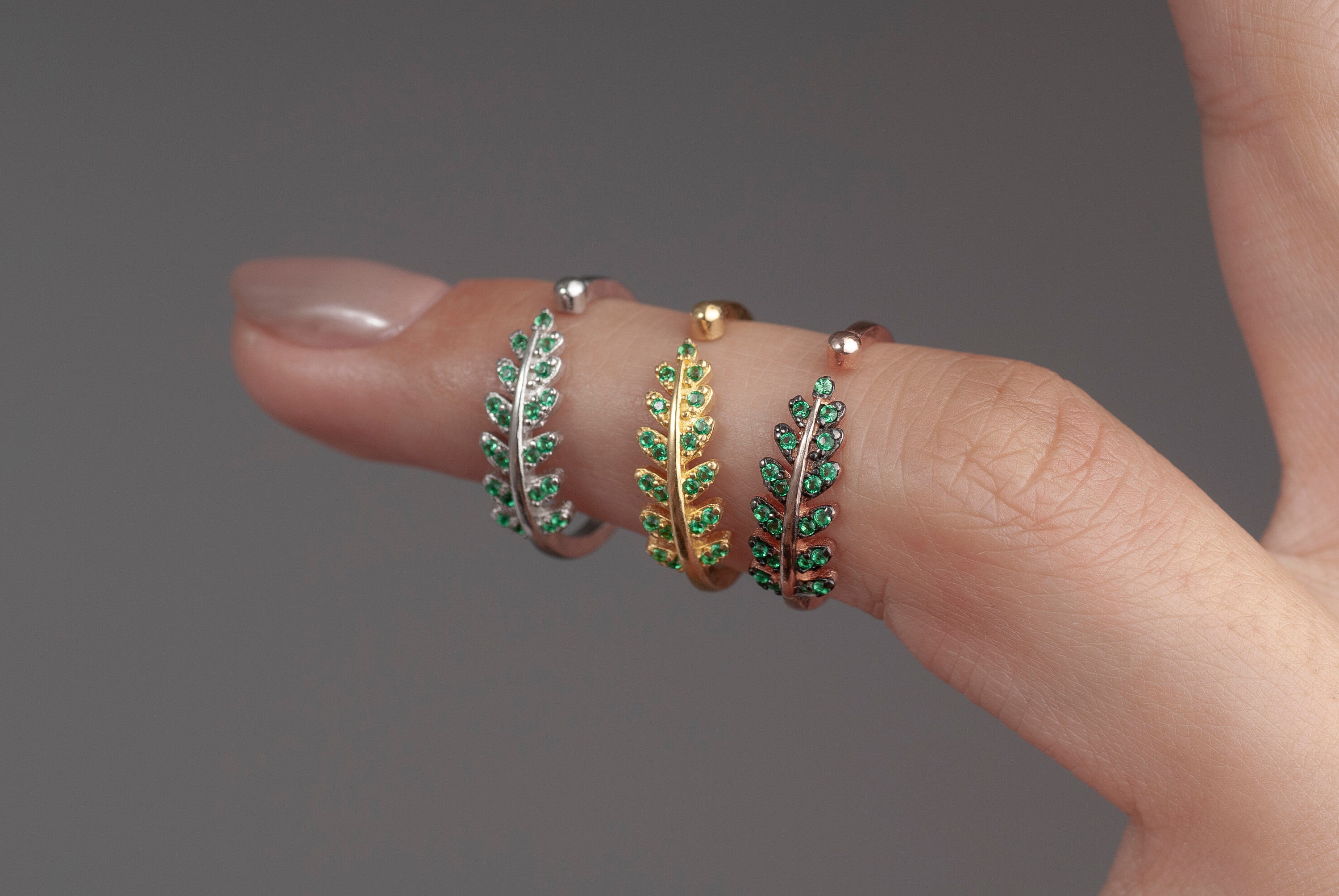 925 Green Olive Branch Ring, Ivy Ring, Minimalist Nature Ring ...
