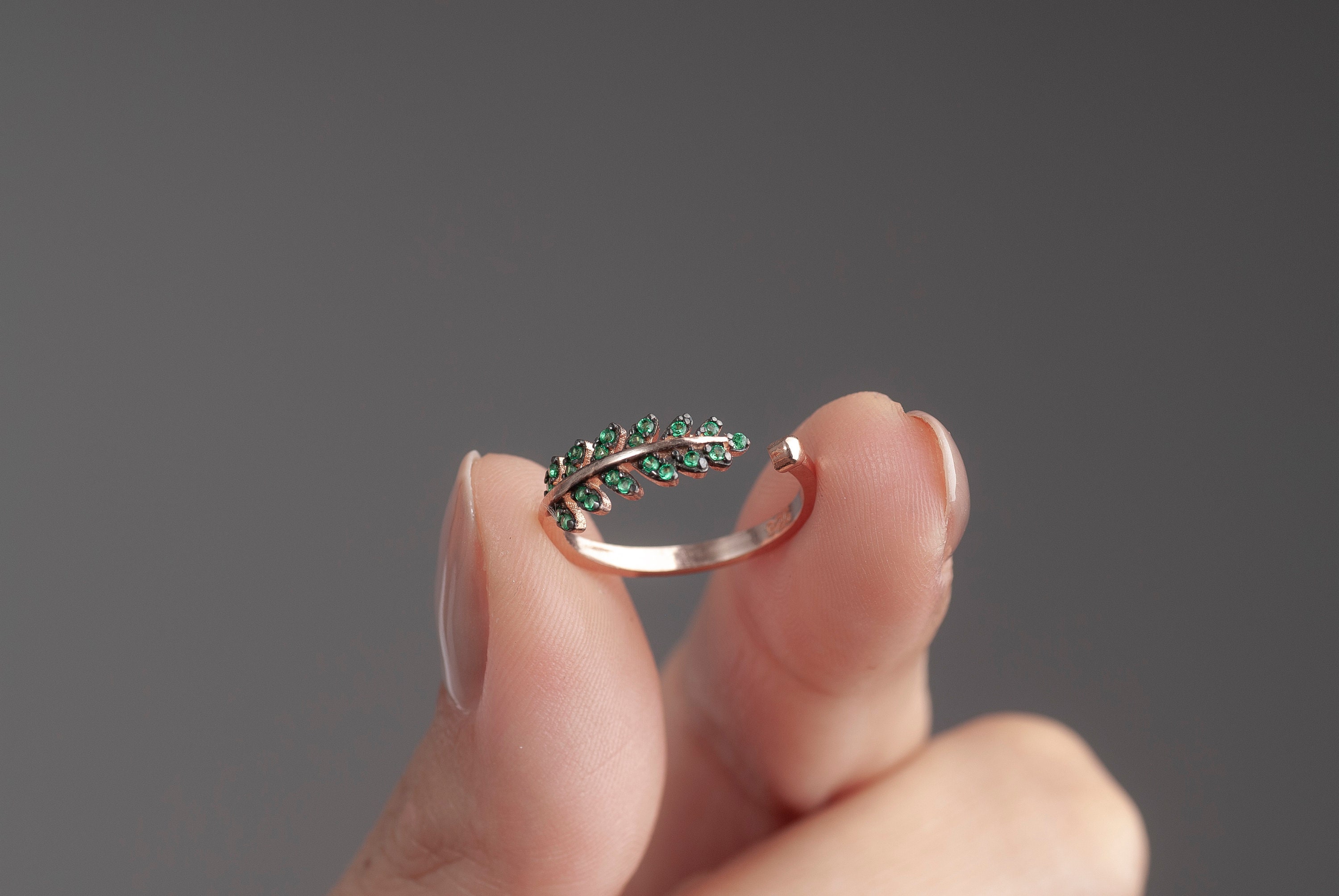 925 Green Olive Branch Ring, Ivy Ring, Minimalist Nature Ring ...