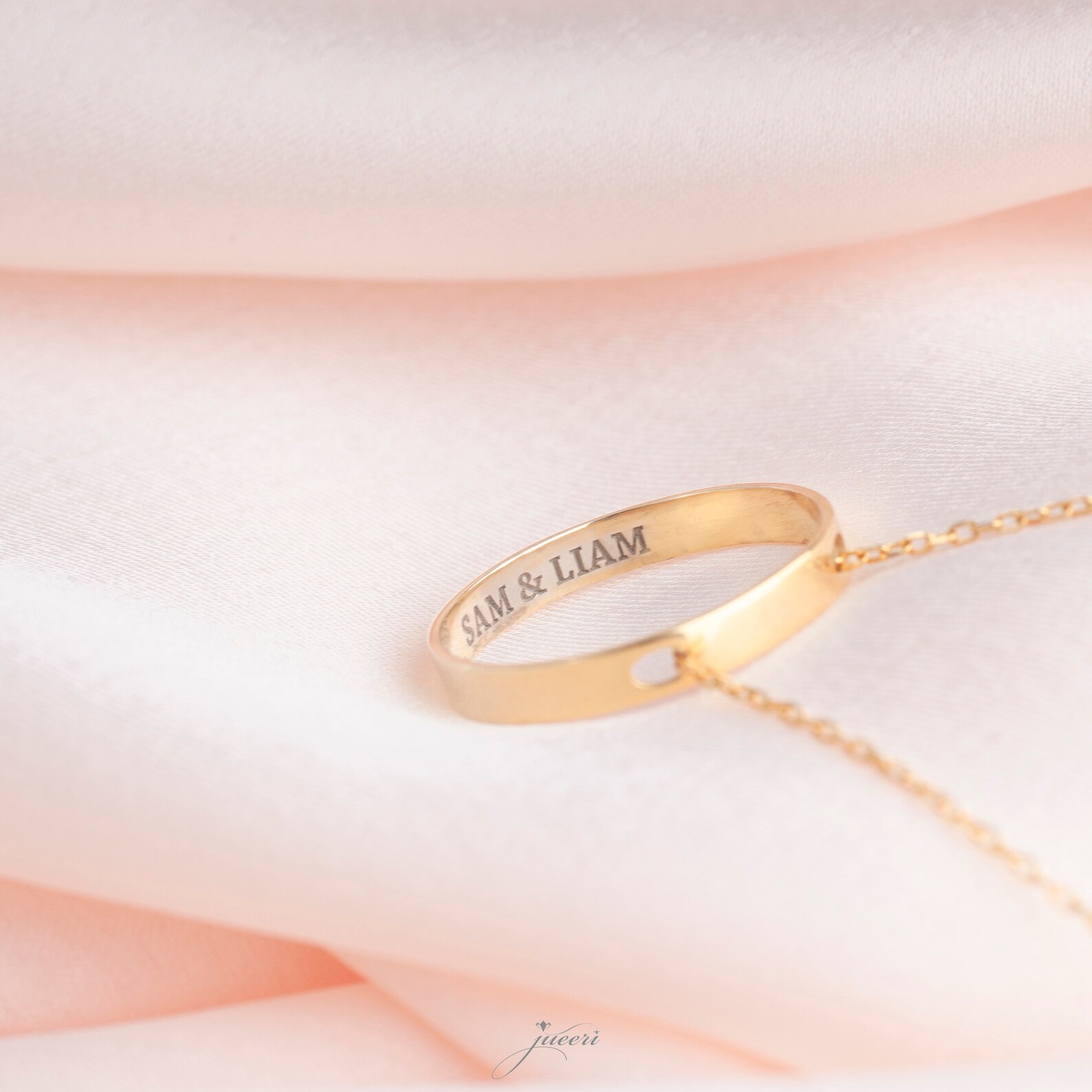 Wedding Ring Necklace, Name Ring Necklace, Engagement Ring Necklace ...