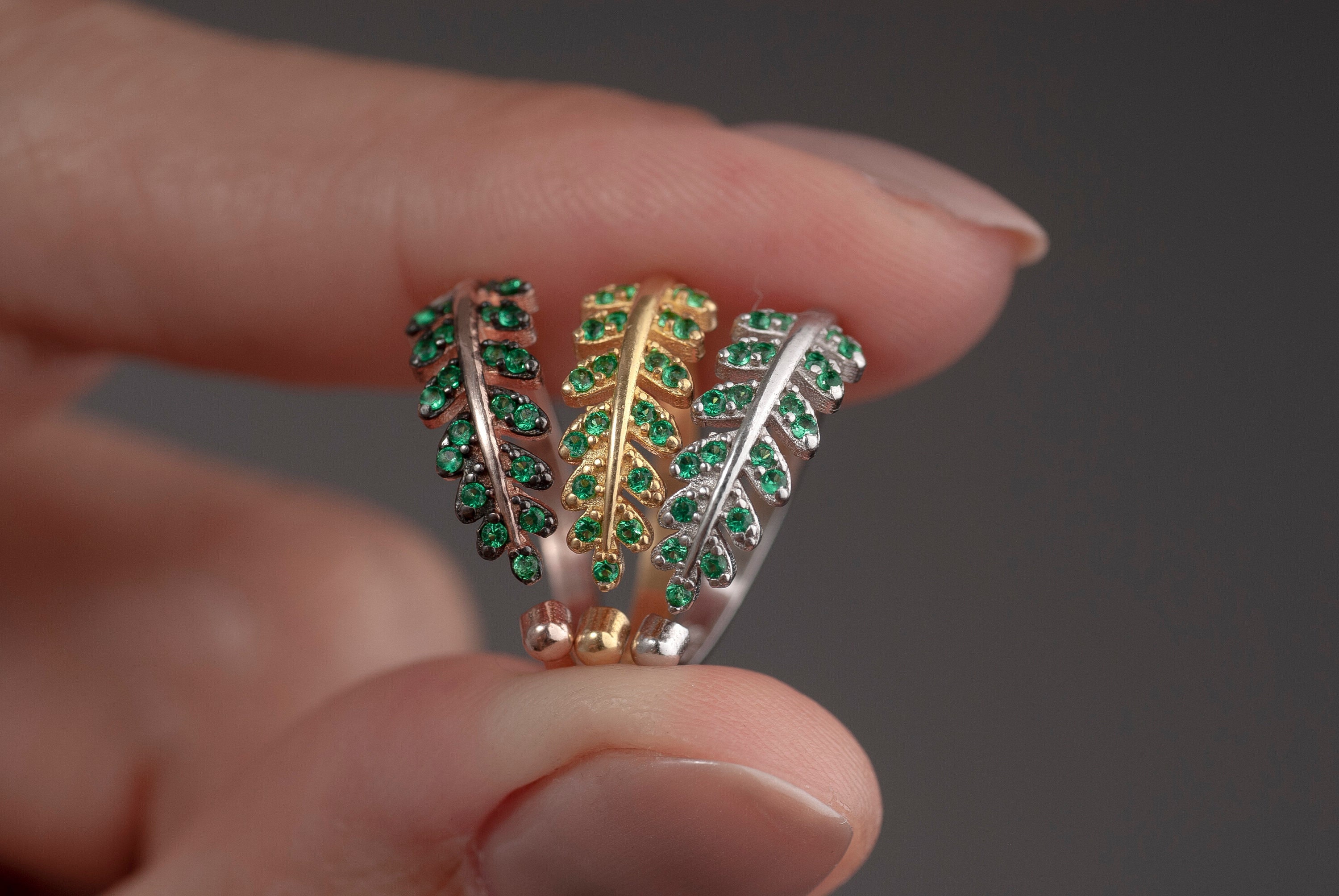 925 Green Olive Branch Ring, Ivy Ring, Minimalist Nature Ring ...