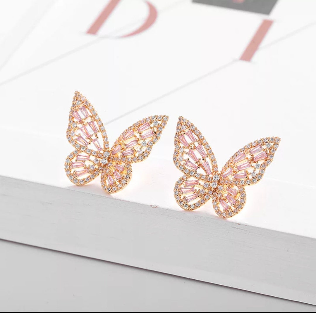 Orecchini farfalla d'argento oro per le ragazze pin up orecchini orecchini orecchini orecchio ...