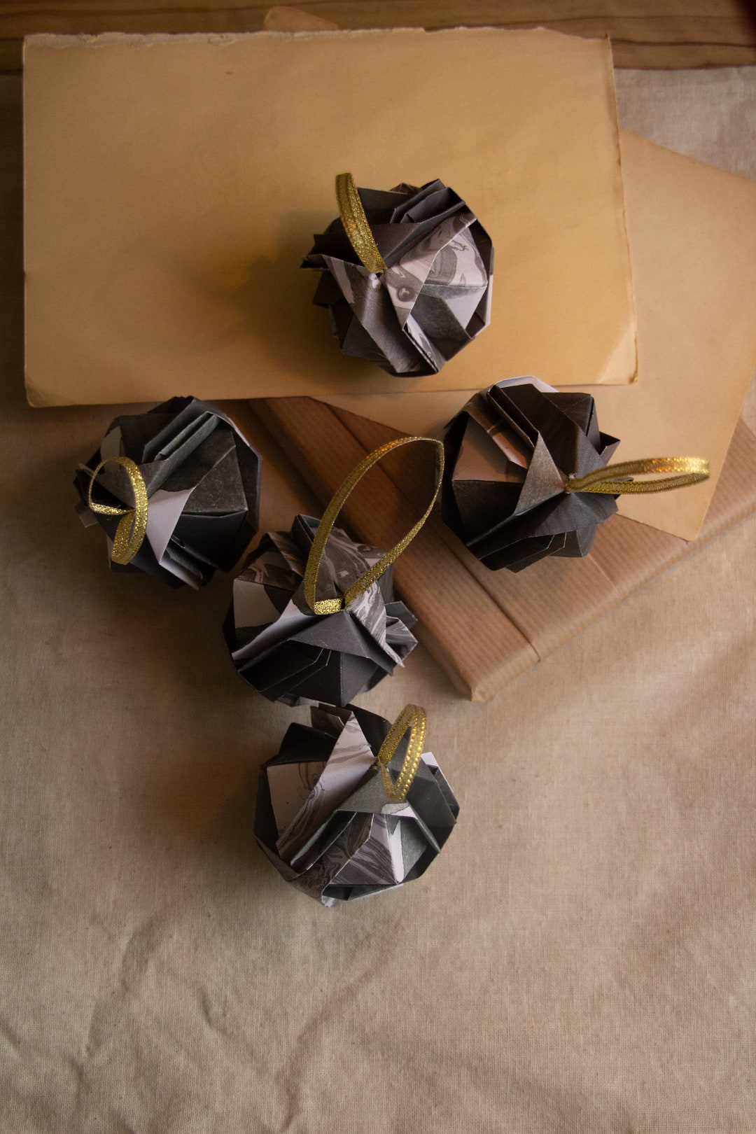 Ensemble de 5 boules de Noël en origami - Etsy France