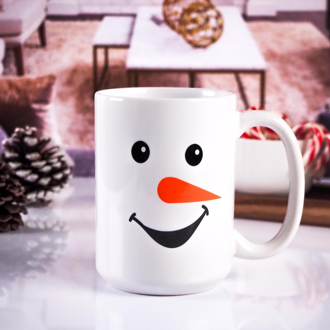 Snowman Christmas Mug Cute Winter Coffee Cup Holiday Drinkware Festive ...