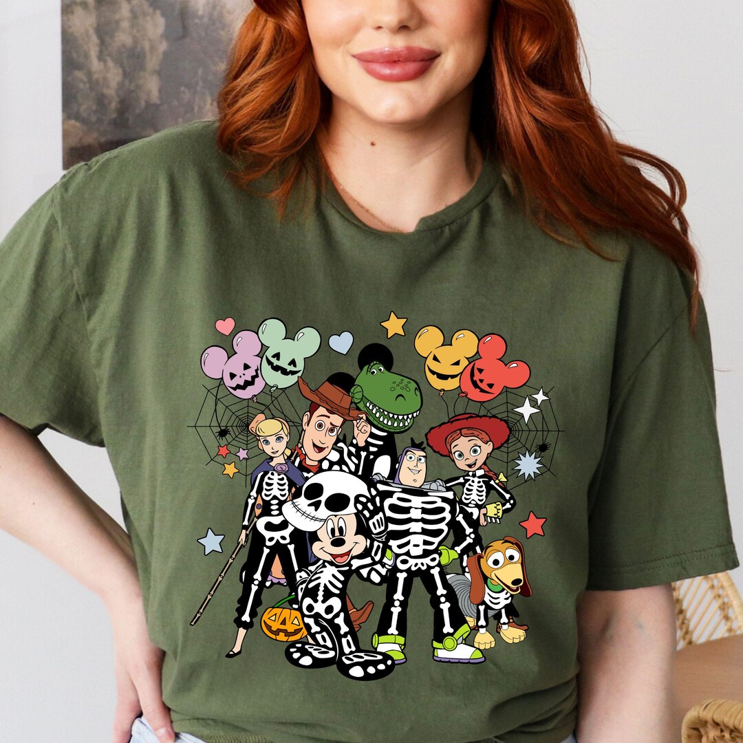 Toy Story Characters and Mickey Skeleton Themed Shirt for Halloween ...
