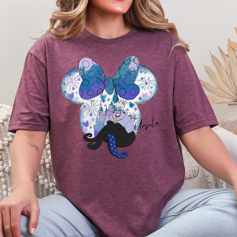 Ursula Watercolor Shirt, Villain Minnie Ears Tee, Disney Villain Shirt ...