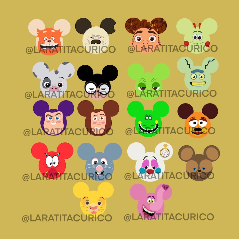VERSION II: Pack 18 PNG Mickey Mouse Head Pixar - Etsy