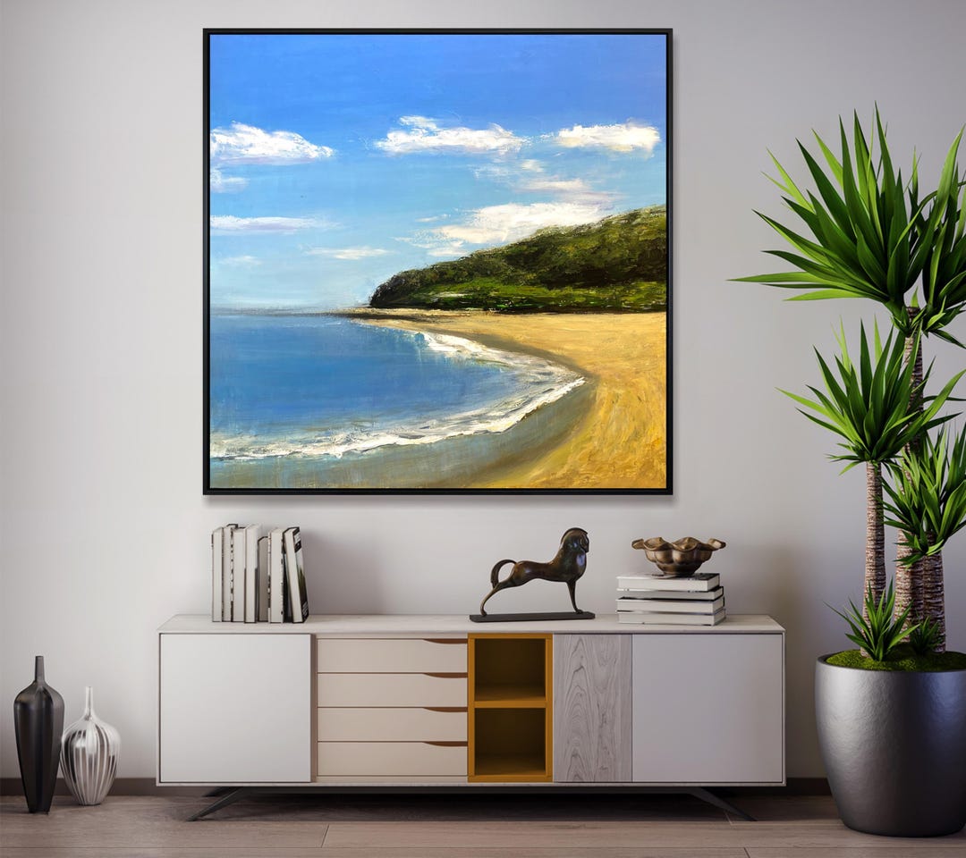 Large Coastal Beach Painting: Tranquil Ocean View Canvas Art - Etsy