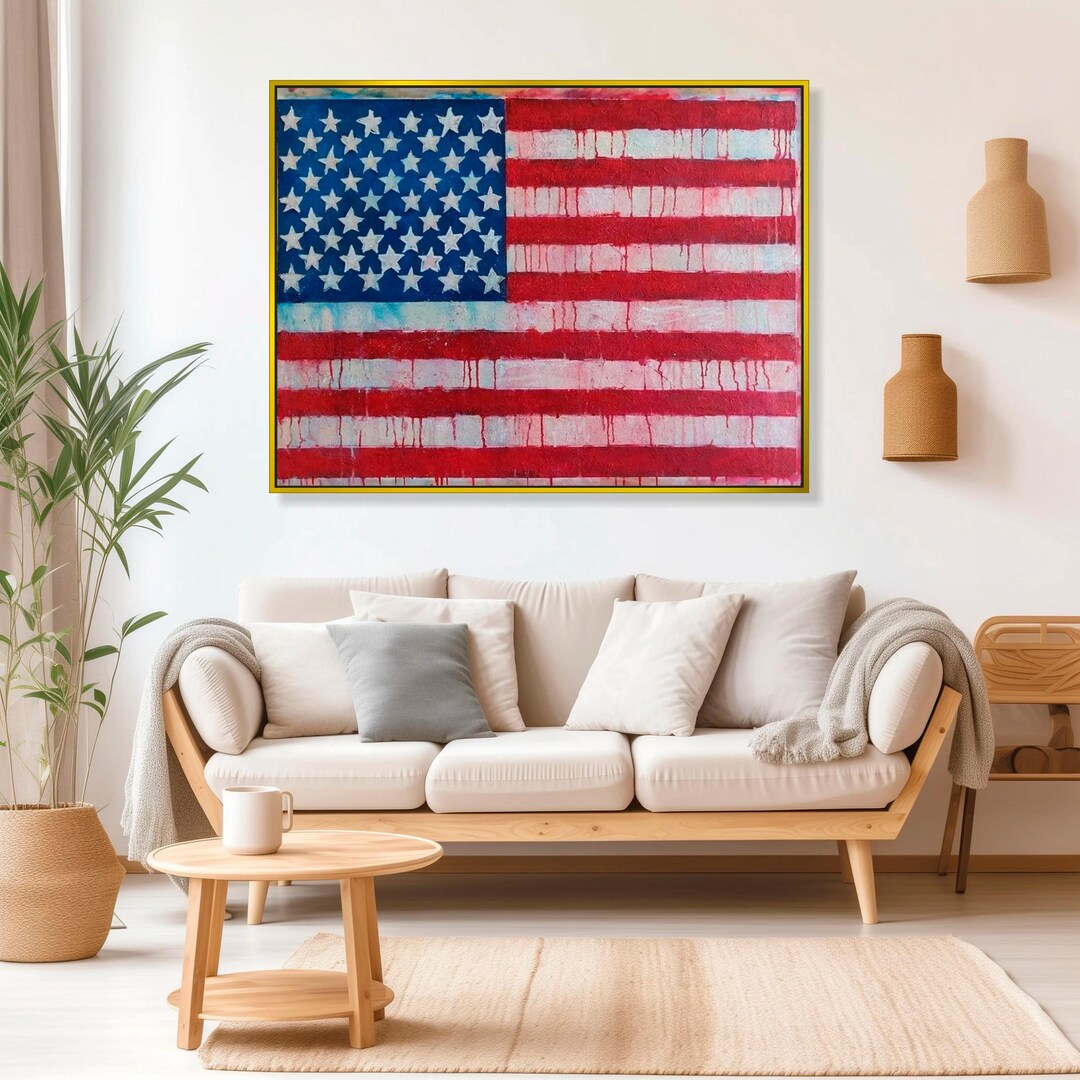 American Flag Painting – Textured USA Patriotic Canvas Wall Art ...