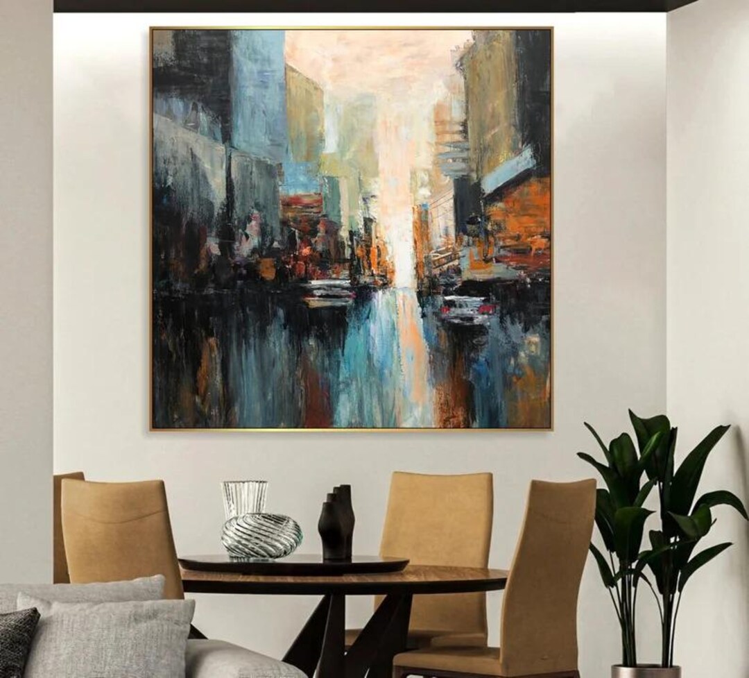 Abstract Chicago Cityscape Paintings on Canvas Original Chicago Streets ...