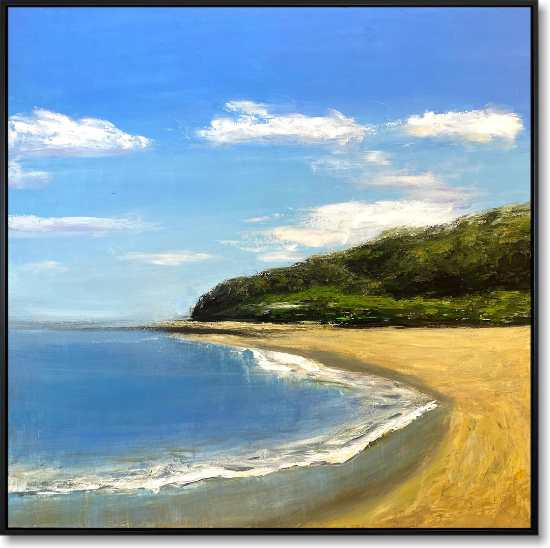 Large Acrylic Coastal Beach Painting Landscape Canvas Tranquil Ocean ...