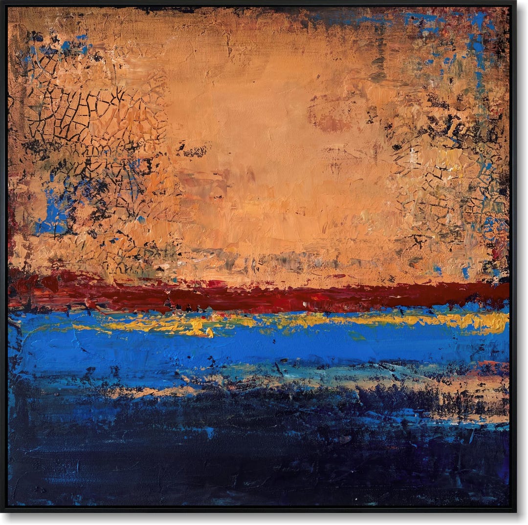 Mark Rothko Style Abstract Orange and Blue Painting on Canvas Modern ...