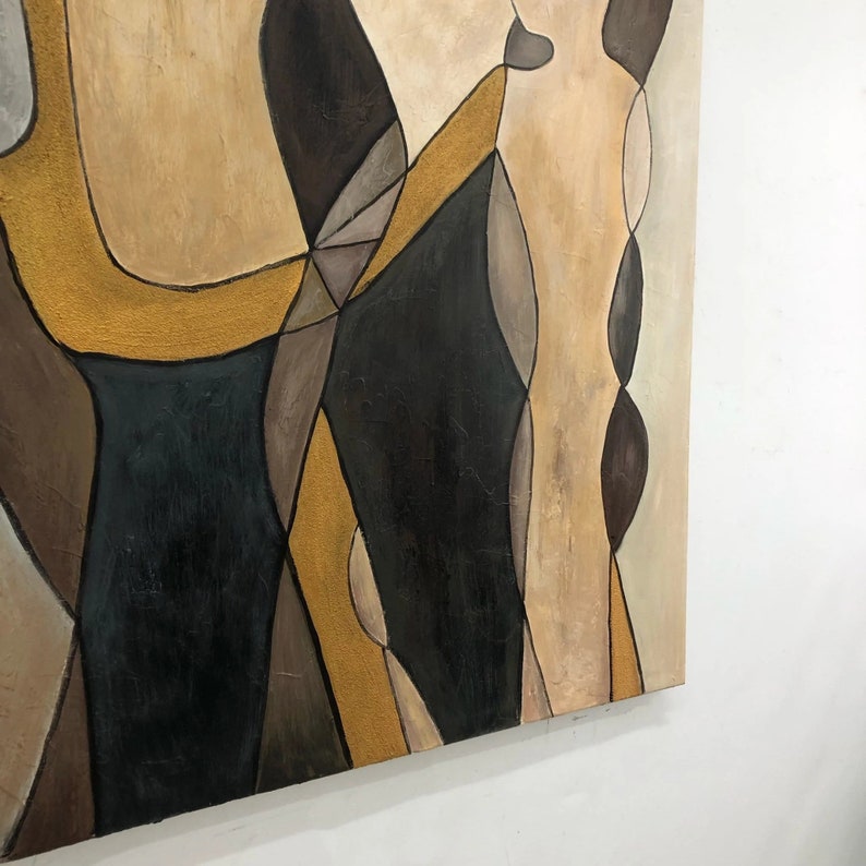 27.55x39.37 Original Human Shapes Painting Brown Wall - Etsy