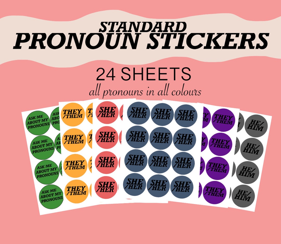 Standard Pronoun Stickers PDF - Etsy
