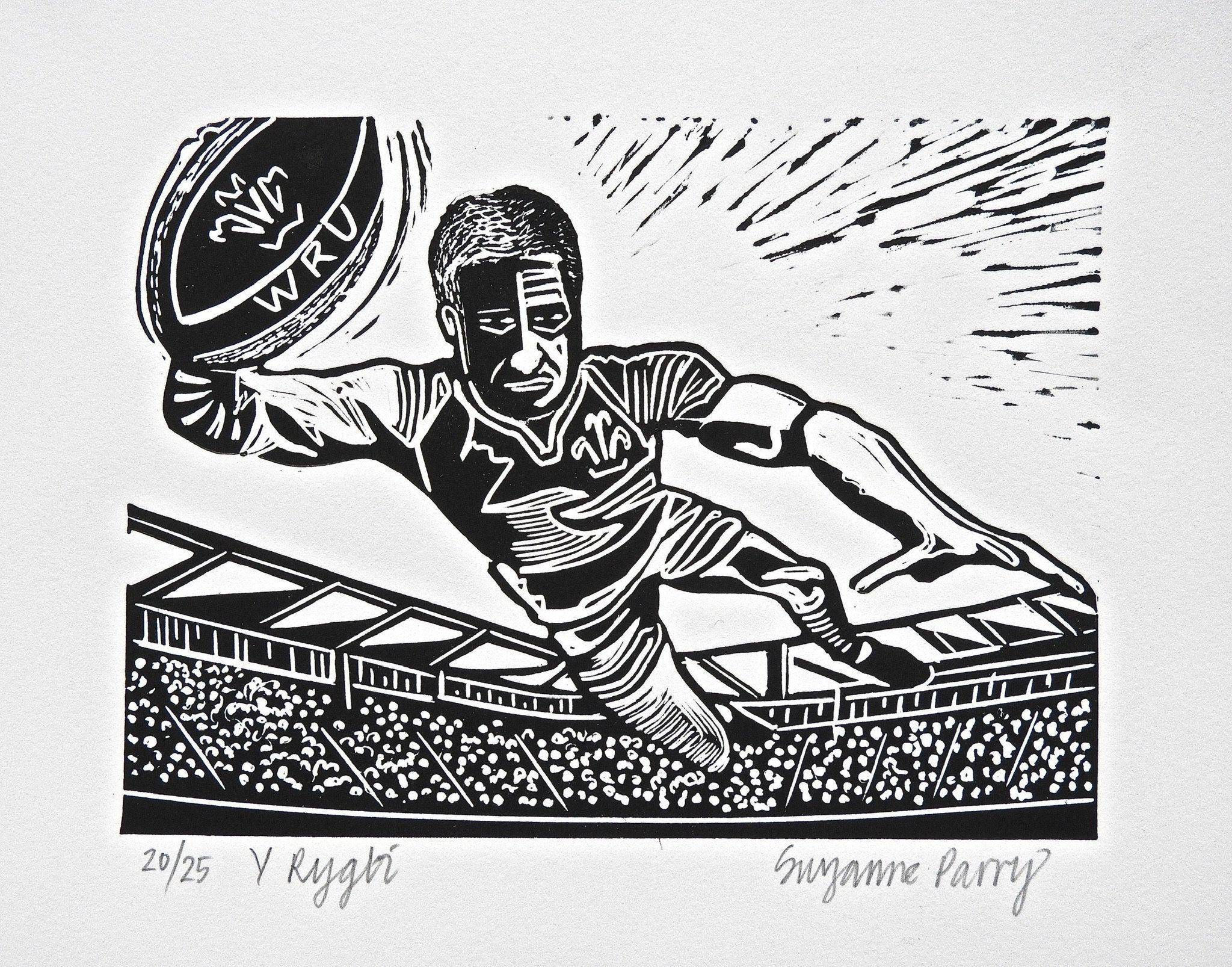 Rugby Player Art Lino Print Wall Art Welsh Rugby Team Six - Etsy