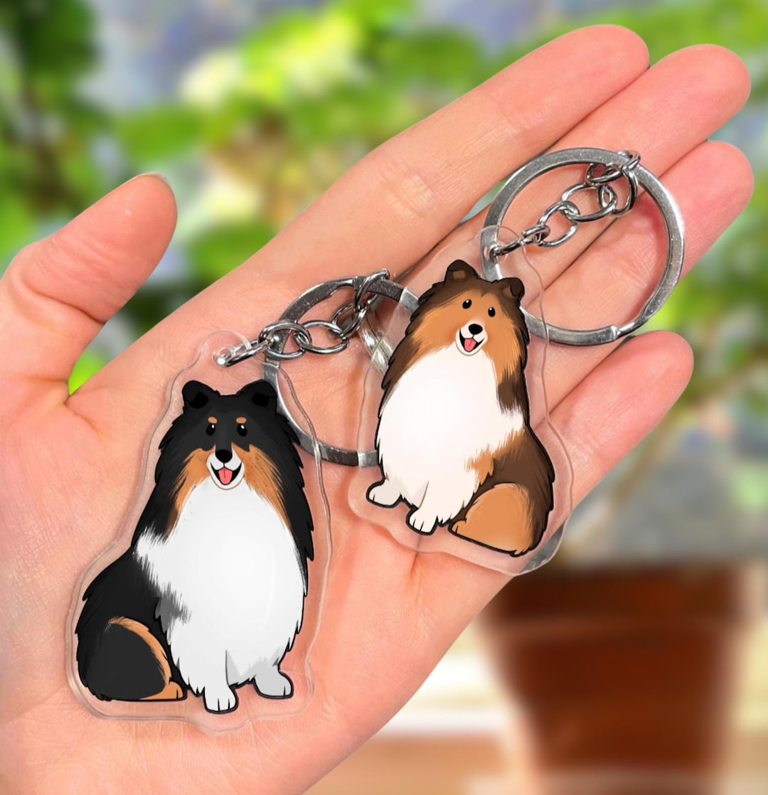 Acrylic Keyring - Rough Collie / Shetland Sheepdog Keychain - Etsy
