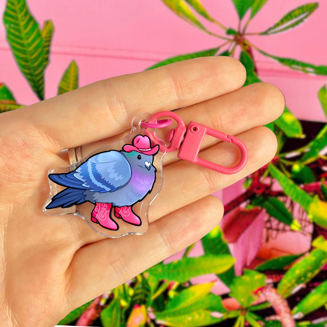 Cowboy Pigeon Keyring Acrylic Keychain - Etsy