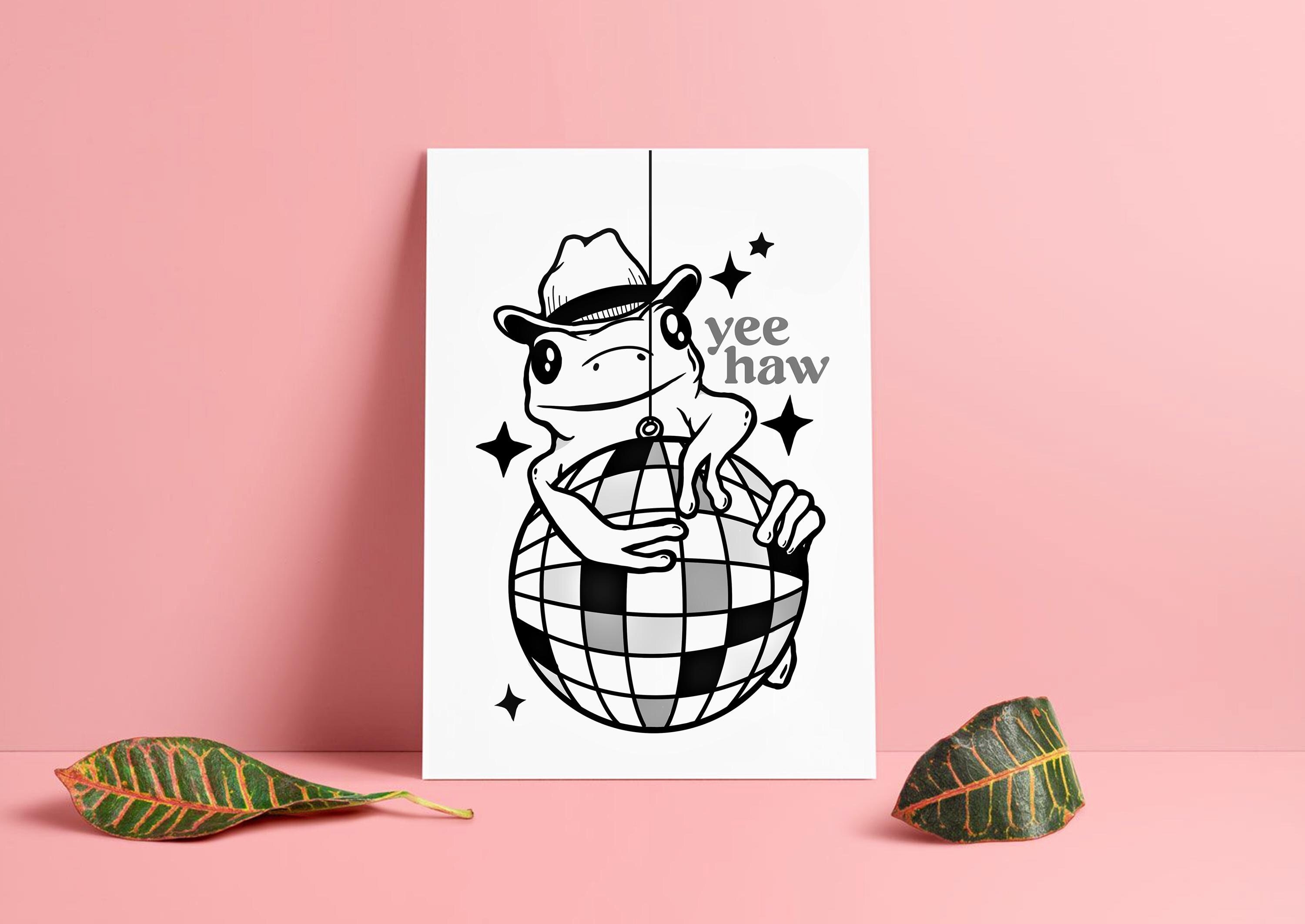 Yeehaw Frog Cowboy Art Print - Etsy