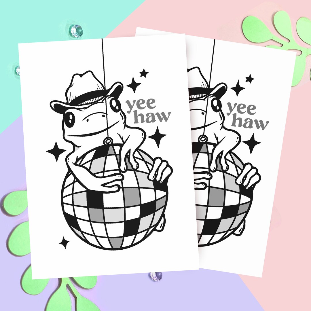 Yeehaw Frog Cowboy Art Print - Etsy