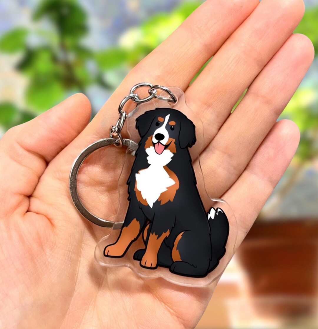 Acrylic Keyring - Bernese Mountain Dog Keychain - Etsy
