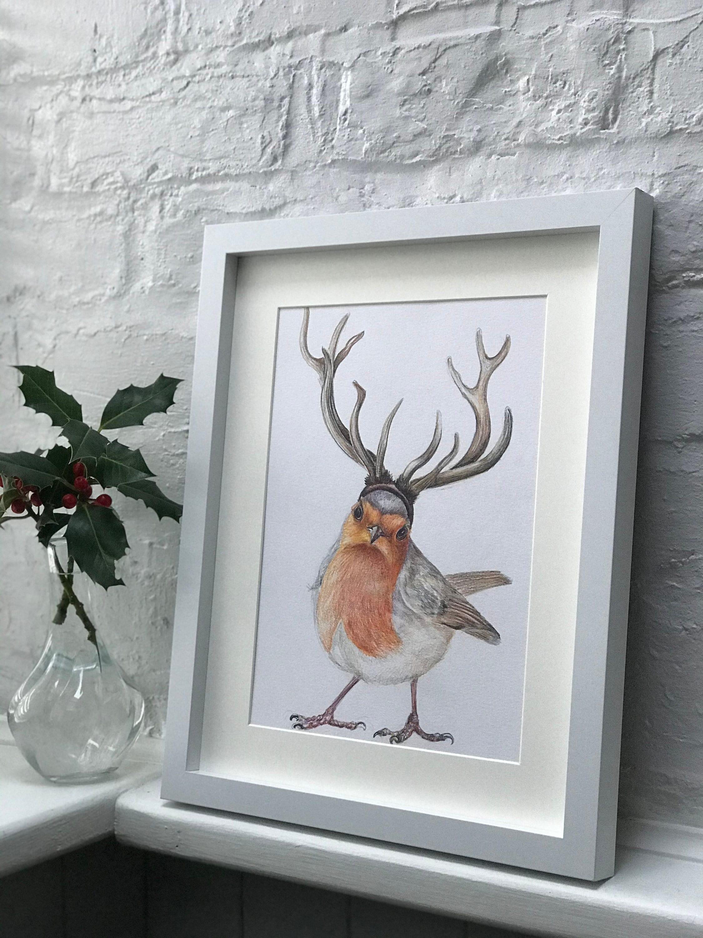 Prints Wood & Linocut Prints Christmas Robin Print A4 Art ...