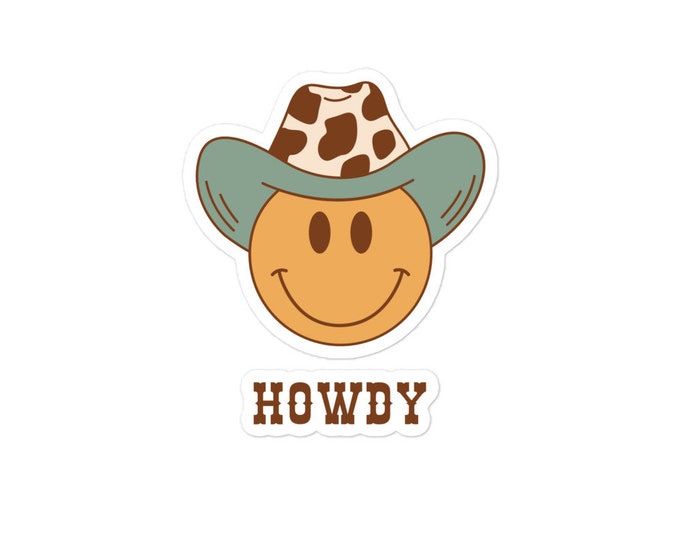 Trendy Cowboy Smiley Face Sticker Howdy - Etsy