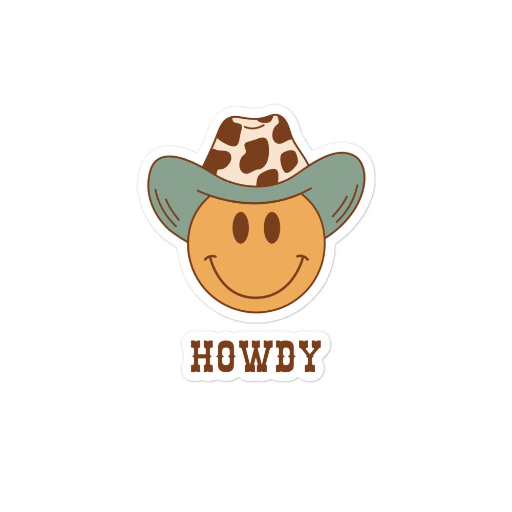 Trendy Cowboy Smiley Face Sticker Howdy - Etsy