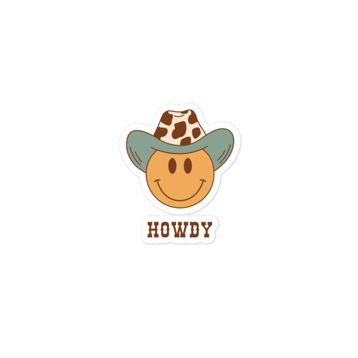 Trendy Cowboy Smiley Face Sticker Howdy - Etsy
