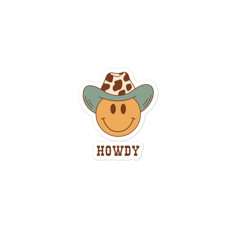 Trendy Cowboy Smiley Face Sticker Howdy - Etsy