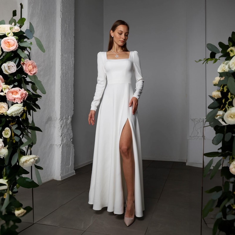 Simple Modern Wedding Dress - Etsy