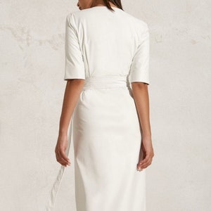 Plus Size White Midi Dress With Sleeves for Spring Cocktail Parties ...