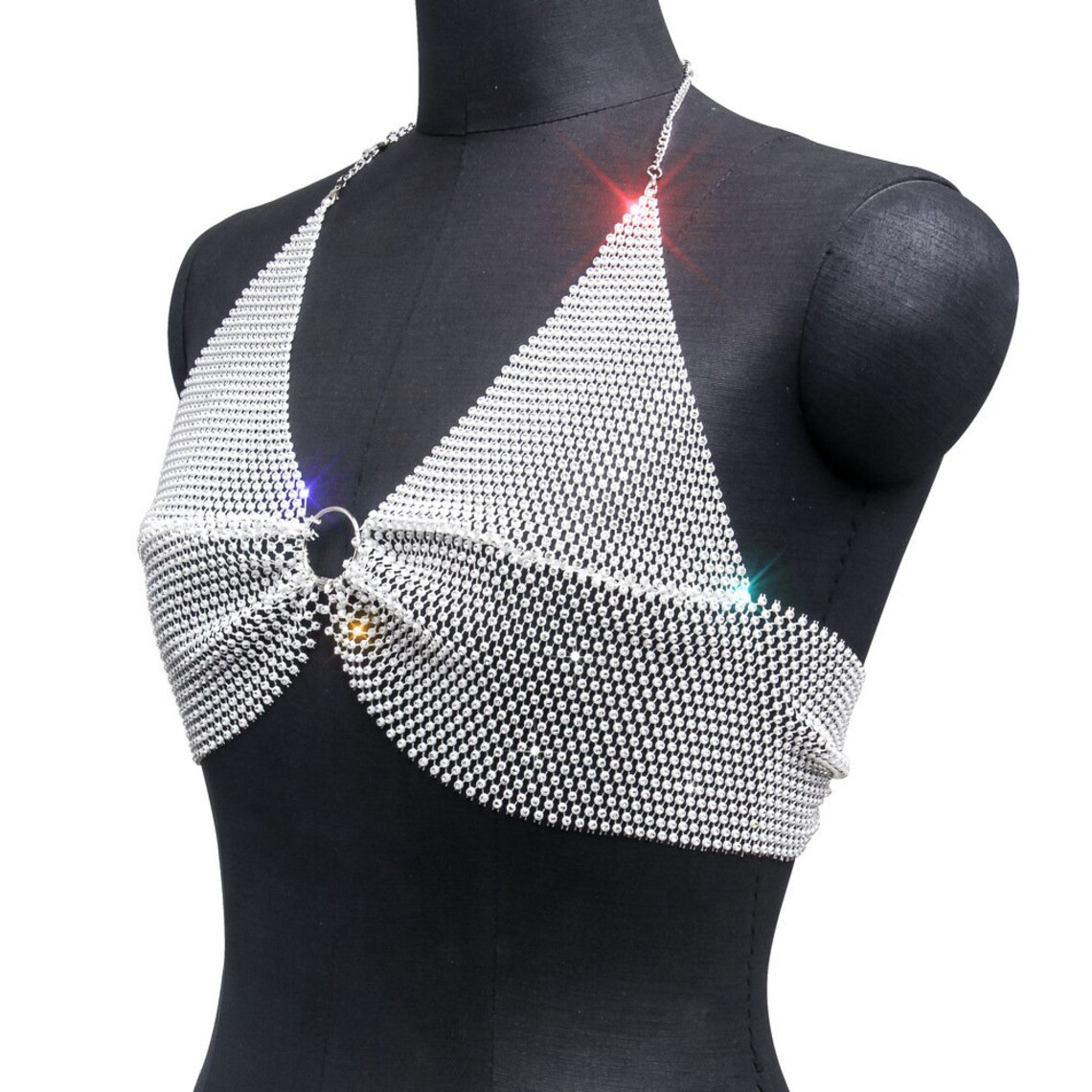 Euphoria Maddy Perez Prom Outfit Crystal Mesh Halter Bralette Crop Tank ...