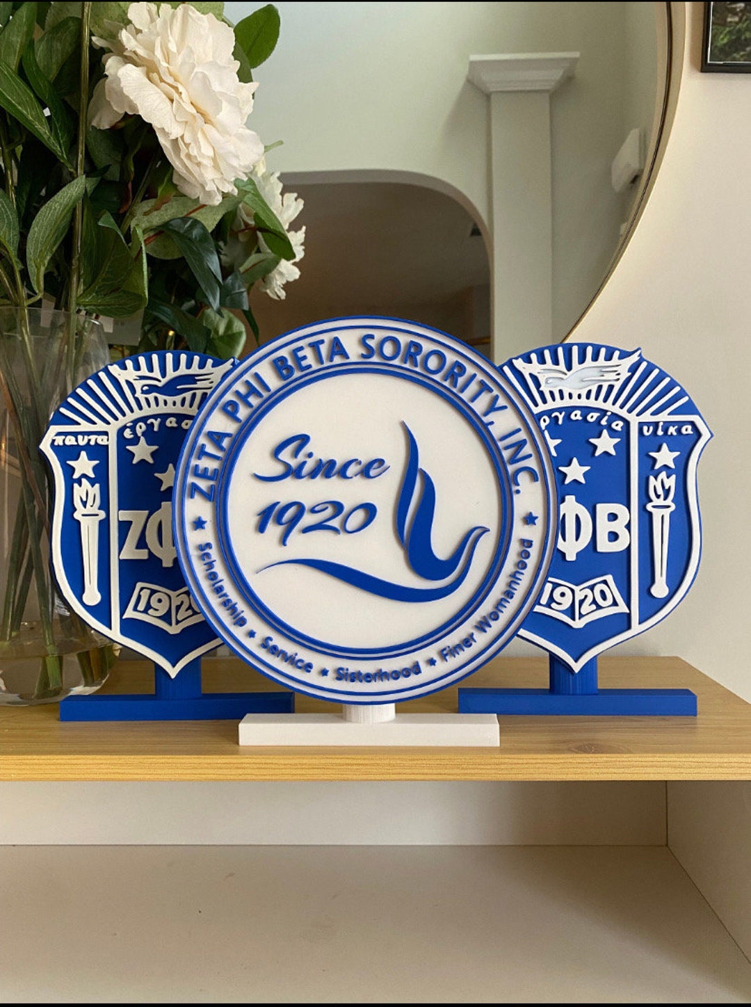 Large 10 to 12 Inch 3D Zeta Phi Beta Sorority Inc Desk Sign (shield and ...