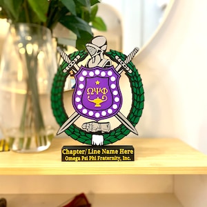 11.5” ” 3D Omega Psi Phi Inc 1911 Shield Desk Sign Paraphernalia (black ...