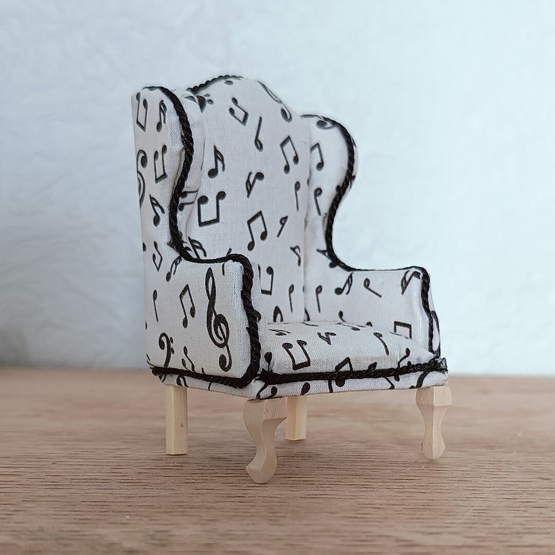 Music Chair 1/12 Scale Queen Anne Style Wing Backed Armchair - 1/12 ...