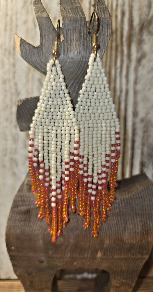 Alaska Native Beaded Earrings (pink Star Fire) - Etsy