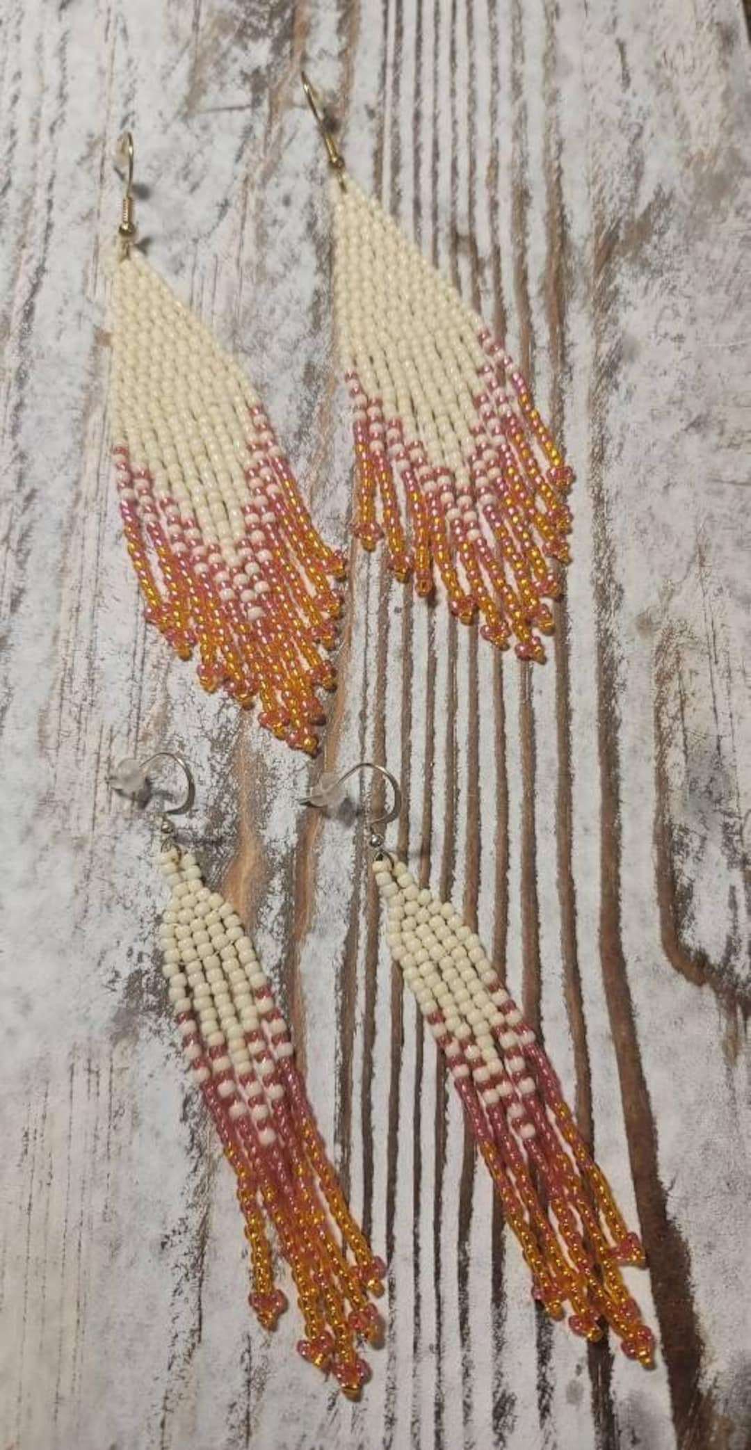 Alaska Native Beaded Earrings (pink Star Fire) - Etsy