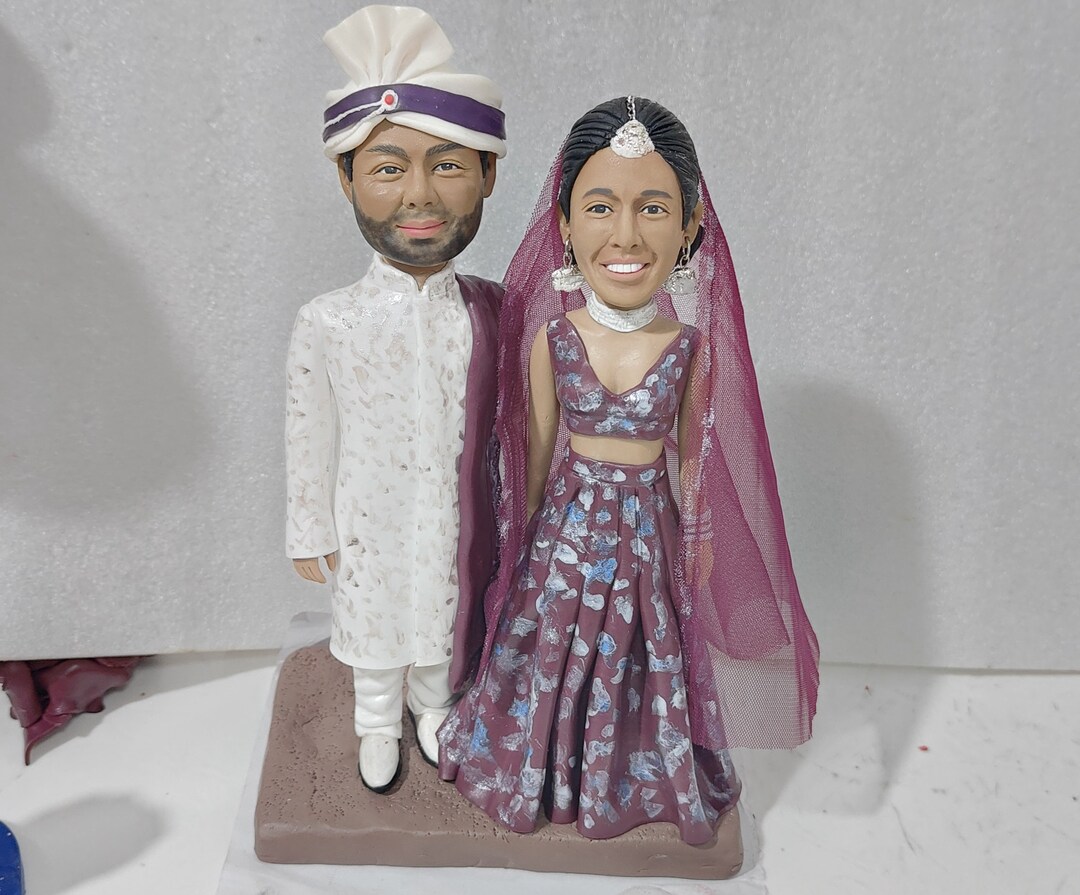 Indian Wedding Outfit Bobblehead, Indian Wedding Cake Topper, Indian ...
