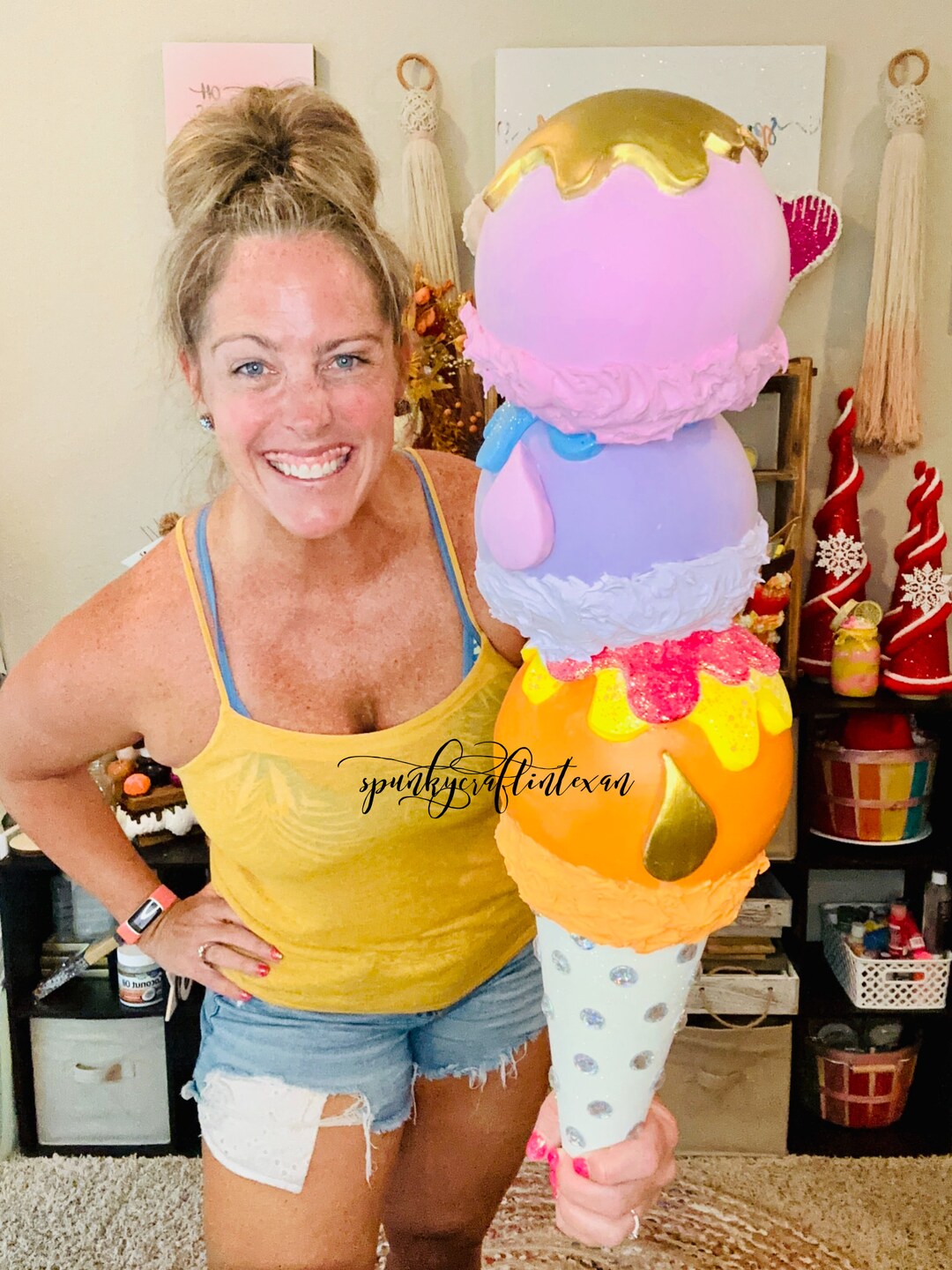 Giant Triple Scoop Ice Cream Fake Bake Photo Booth Props Colorful Ice ...