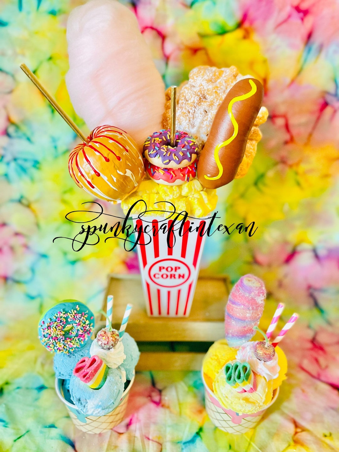 Large Faux Popcorn Box Fair Food Treats| Fake Bake| Cotton Candy ...